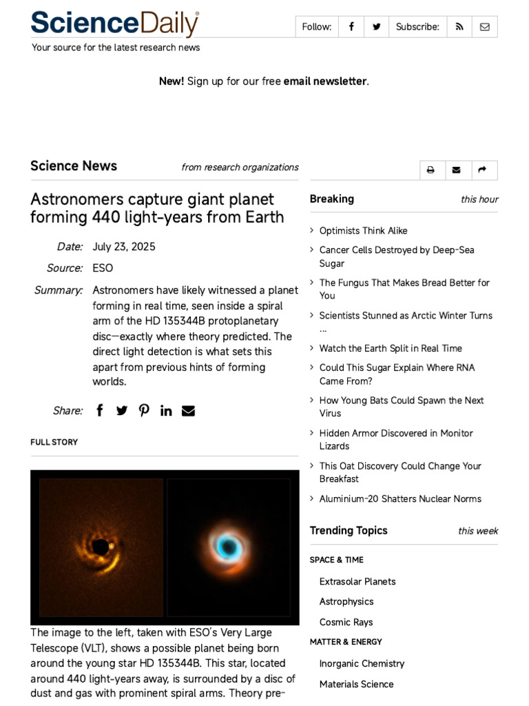 Astronomers Capture Giant Planet Forming 440 Light-Years From Ea | PDF ...