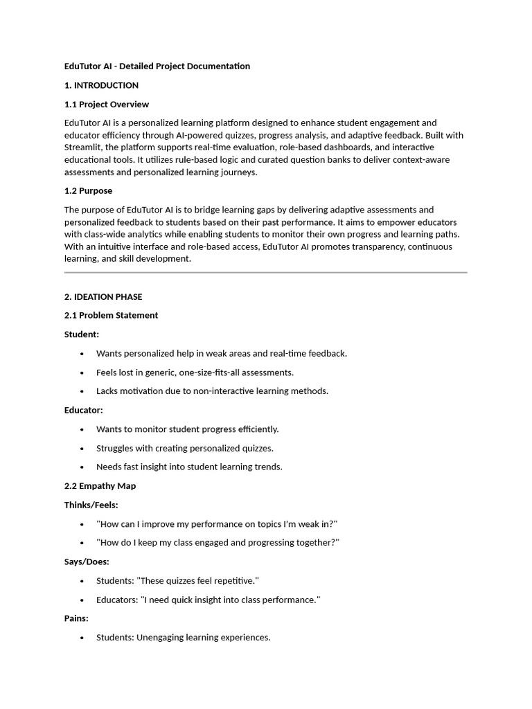 EduTutor AI: Personalized Learning Platform | PDF | Artificial ...