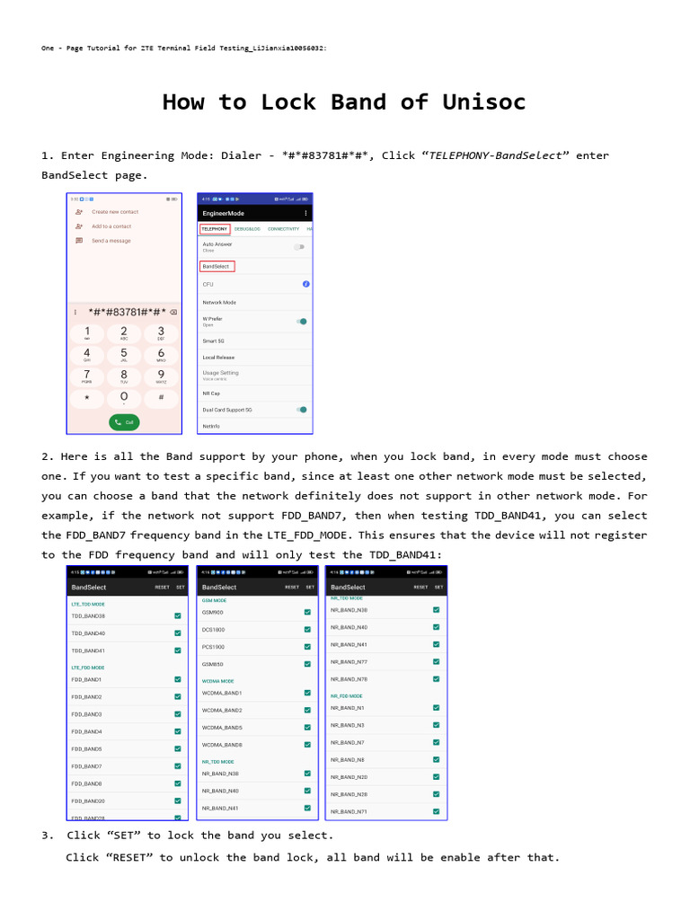 03.how To Lock Band of Unisoc | PDF