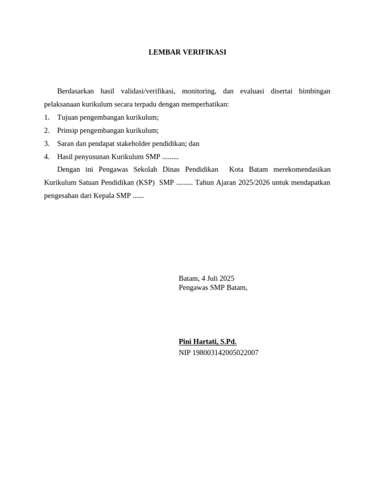 LEMBAR VERIFIKASI Dan PENGESAHAN | PDF