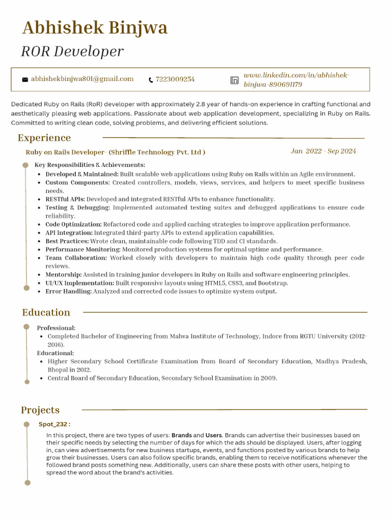 Abhishek Binjwa Resume | PDF
