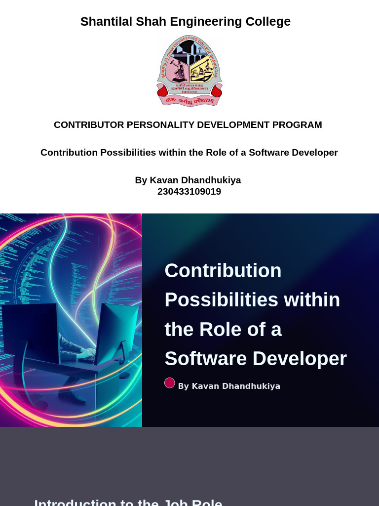 5 Contribution Possibilities Within The Role of A Software Developer | PDF | Software | Software ...