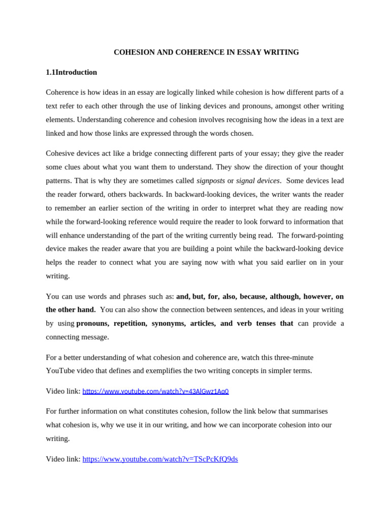 Unit 3 - Cohesion and Coherence | PDF | Essays | Paragraph