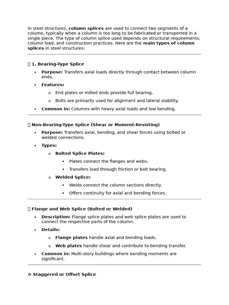 Column Splice | PDF | Column | Bending