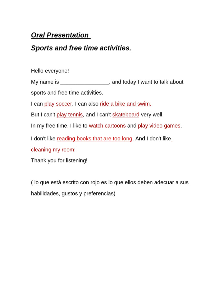 Oral Presentation 3rd Grade-20 | PDF