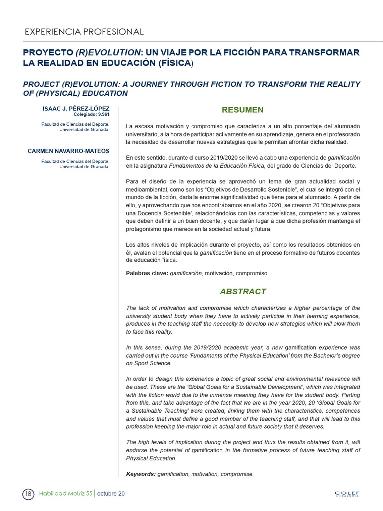 Proyecto (R) Evolution - Un Viaje Por La Ficción para Transformar La Realidad en EF | PDF ...