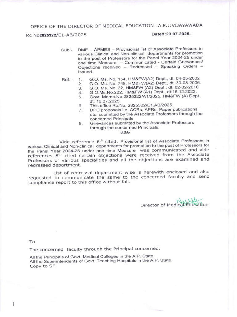 One Time Promotions Objections Redresals and Final Seniority Lists For ...