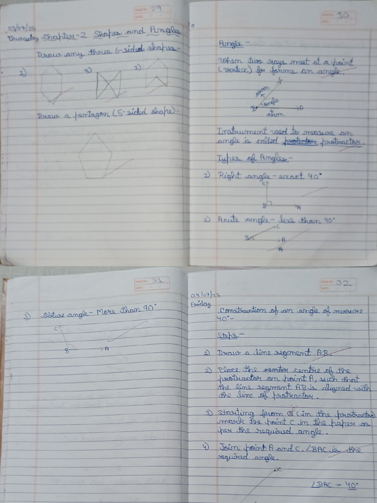 Math Chapter 2 Shapes and Angles | PDF