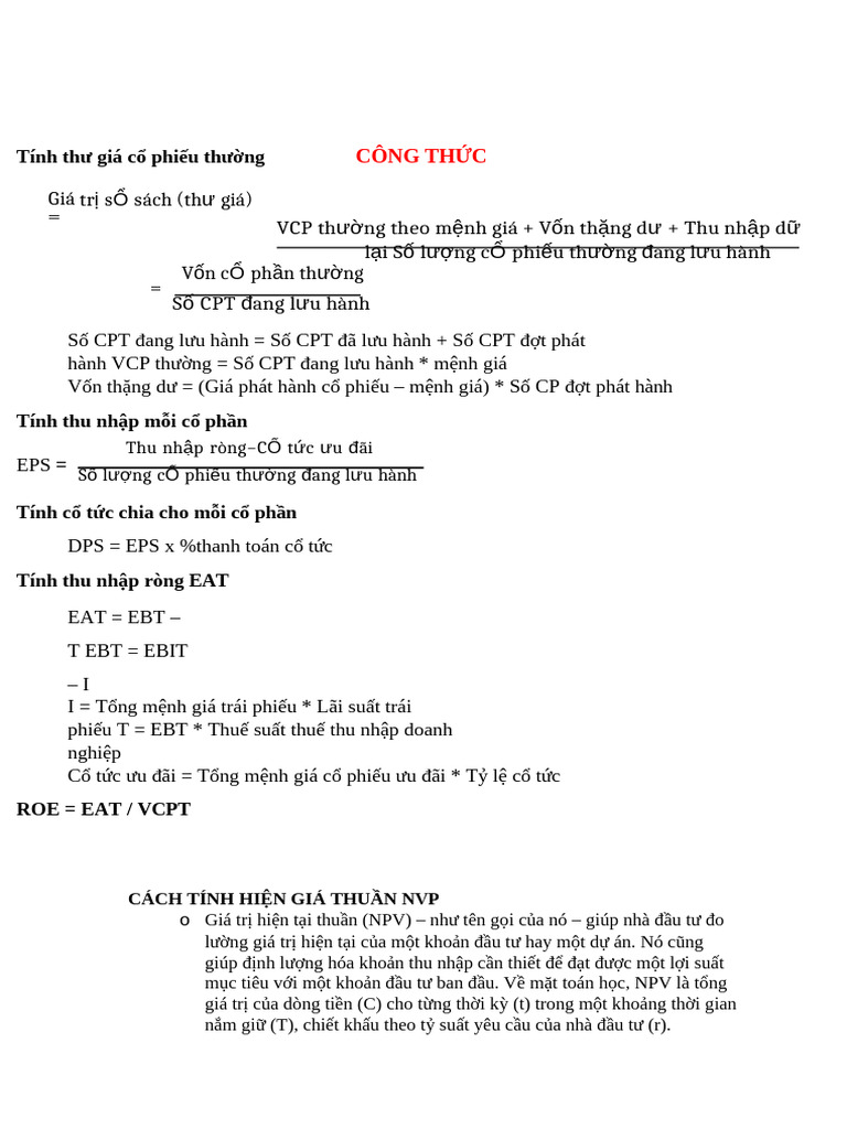 Giá TR S Sách (TH Giá) VCP TH NG Theo M NH Giá + V NTH NGD + Thu NH PD L Is L NGC Phi Uth NG Ang ...