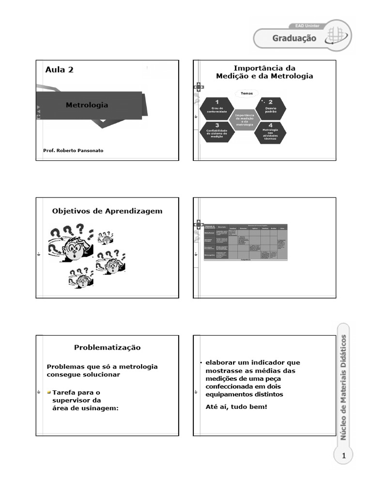 Metrologia Slides Aula 2 | PDF | Metrologia | Desvio padrão