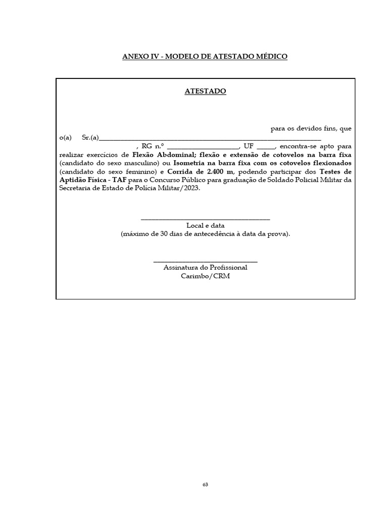 Anexo Iv - Modelo de Atestado Médico - 250701 - 220303 | PDF