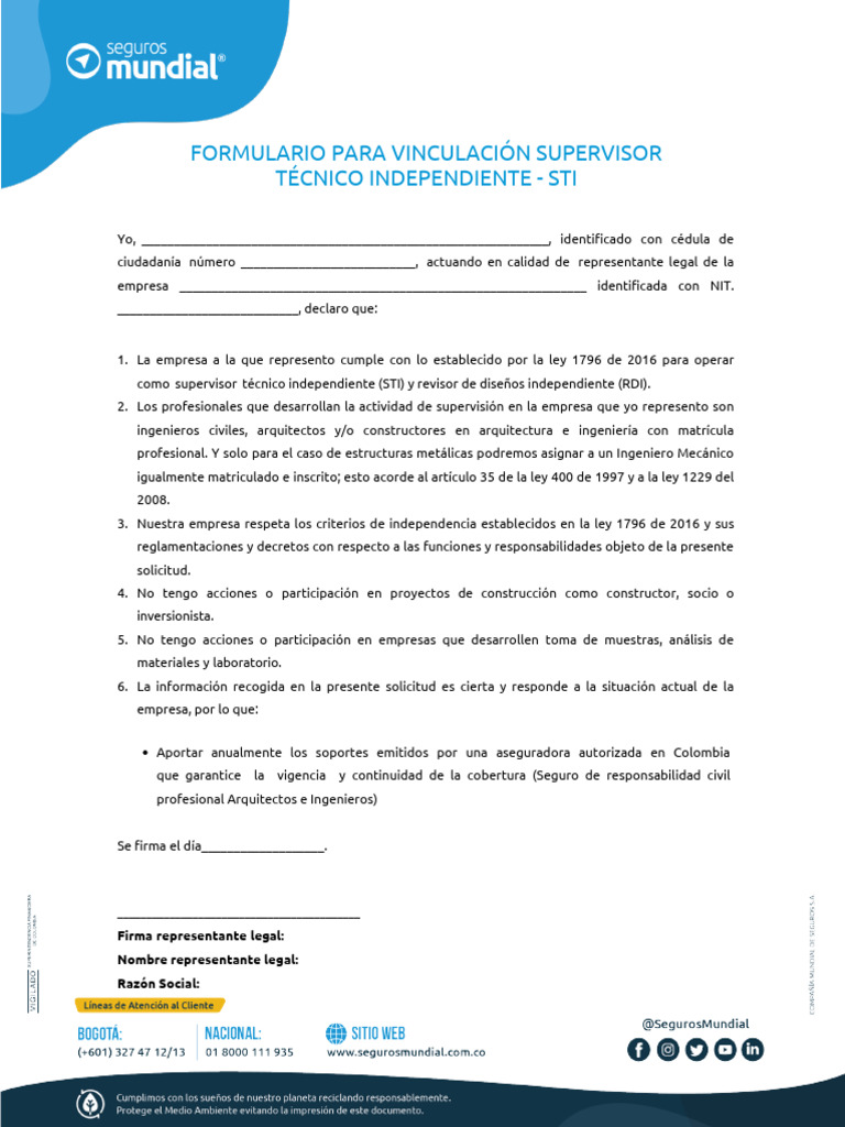 Formulario STI Decenal V2 | PDF | Seguro