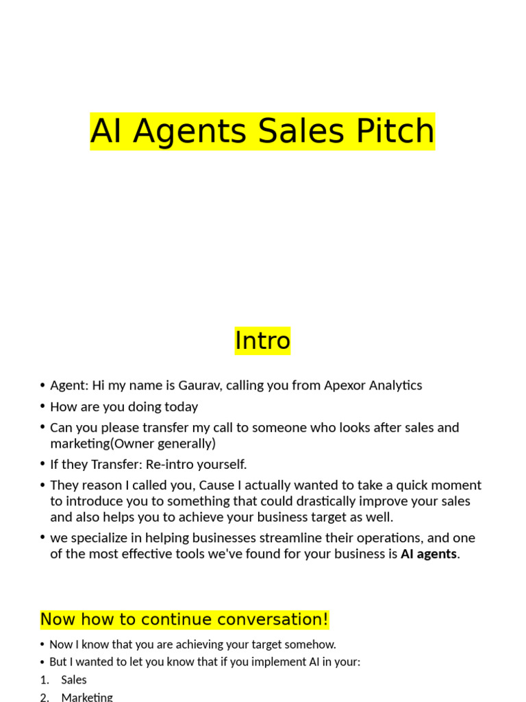 AI Agents Sales Pitch | PDF | Artificial Intelligence | Intelligence ...