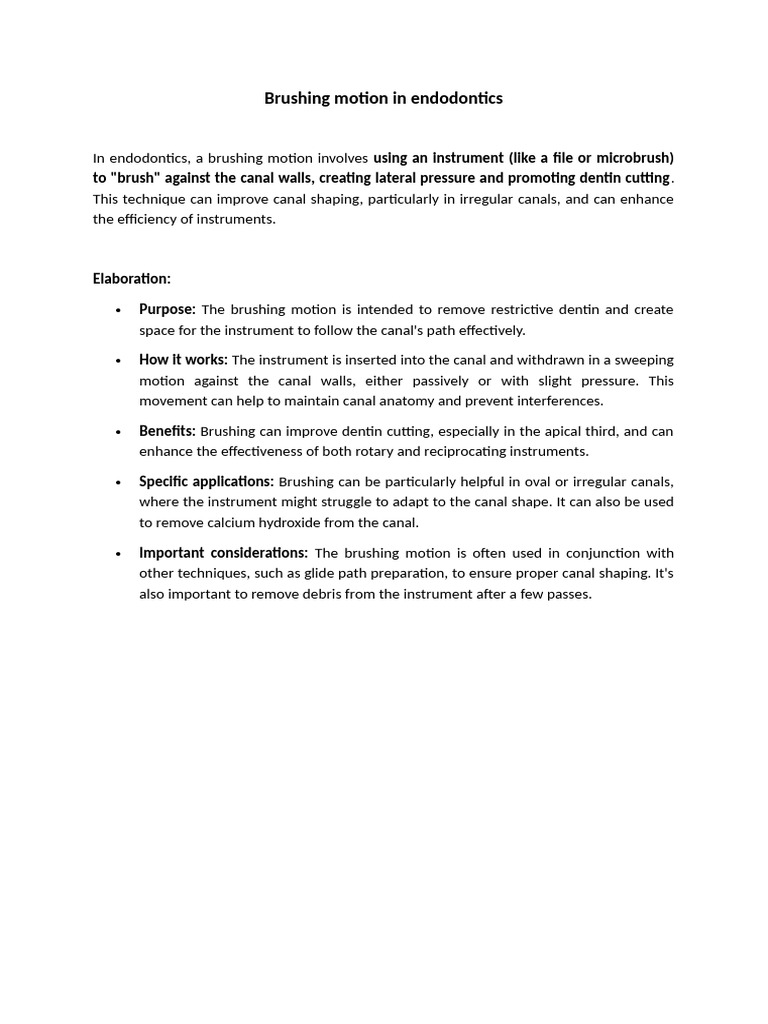 Brushing Motion in Endodontics | PDF