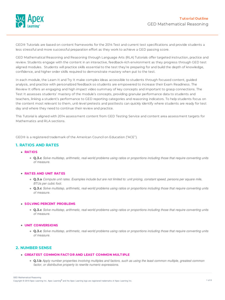 Apex Learning GED Mathematical Reasoning | PDF | Area | Polynomial