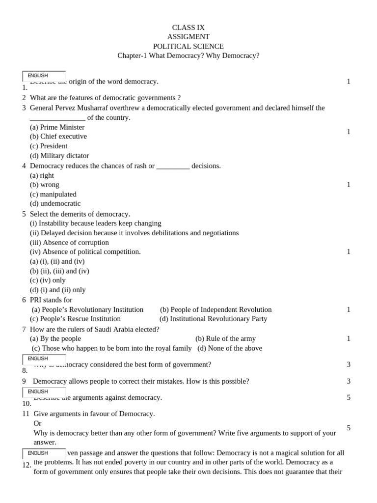 ch-1 Democracy | PDF | Democracy | Political Ideologies
