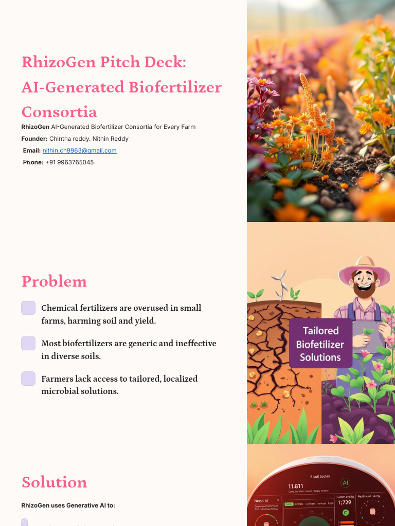 RhizoGen Pitch Deck - AI-Generated Biofertilizer Consortia | PDF