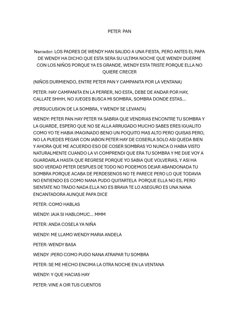 Encuentro de Peter Pan y Wendy | PDF | Peter Pan