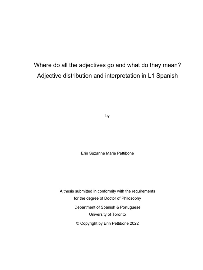 Spanish Adjective Placement Study | PDF | Adjective | Language Acquisition
