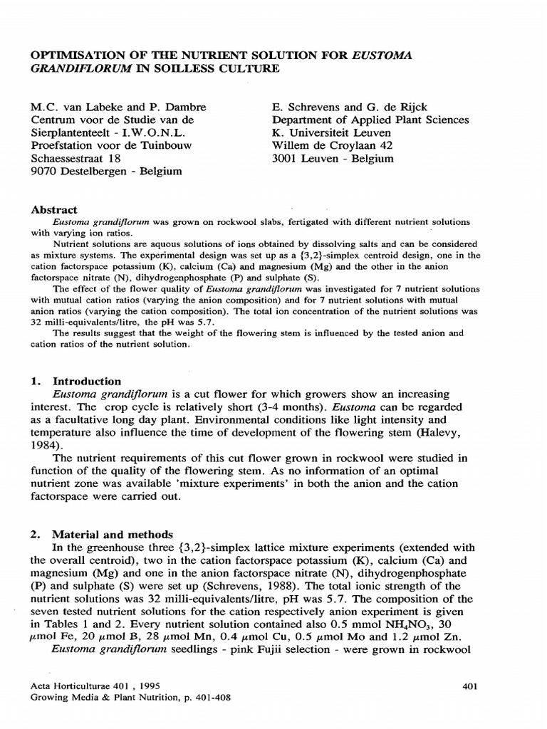 Optimisation of The Nutrient Solution Fo | PDF
