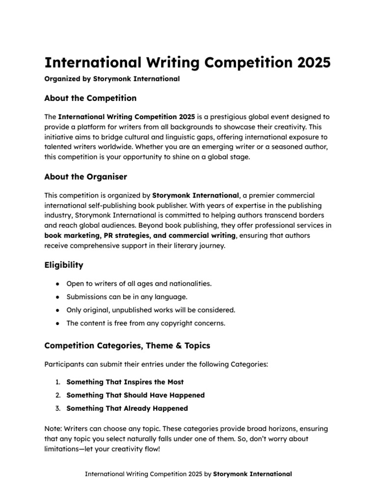 International Writing Competition 2025 | PDF | Plagiarism | Communication