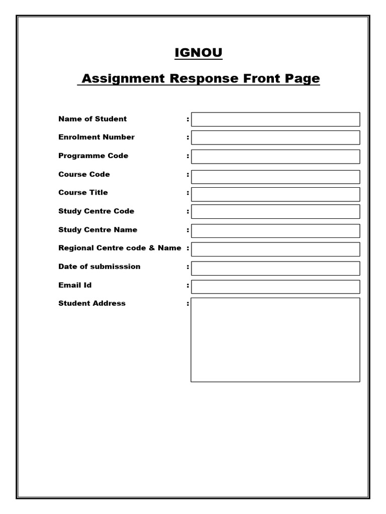 IGNOU Assignment Front Page | PDF