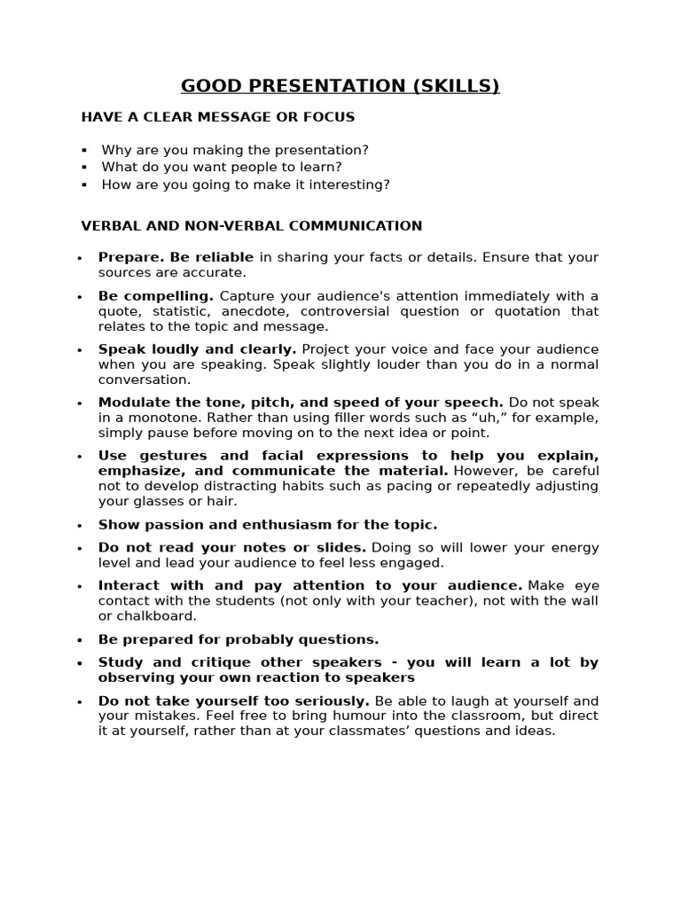 Good Presentation Skills | PDF | Nonverbal Communication | Cognition