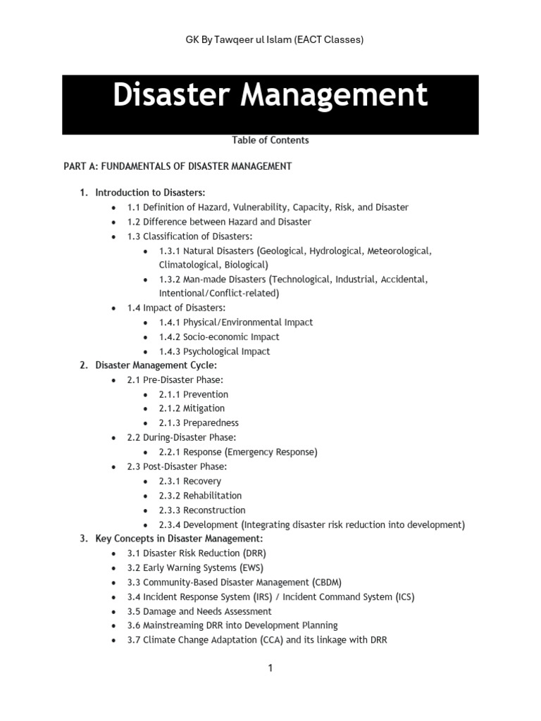 Disaster Management Precise Notes Exam Oriented | PDF | Moment ...