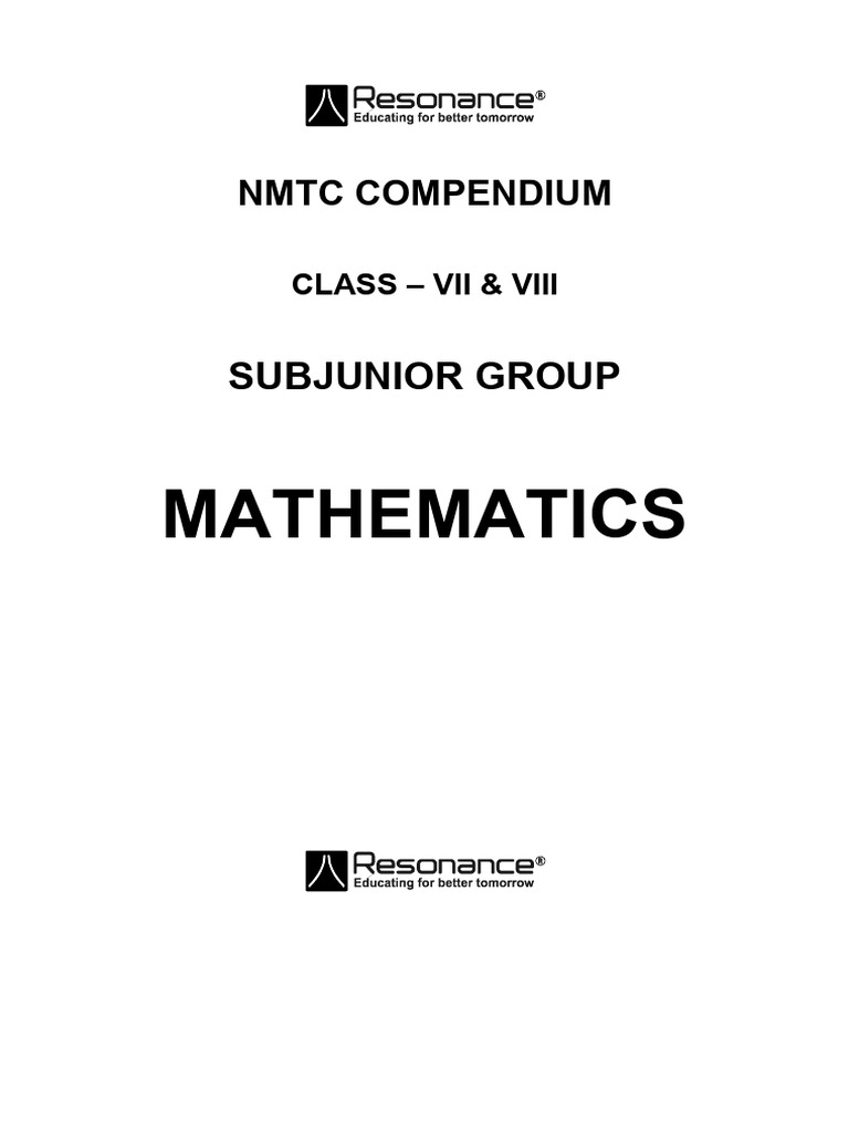 NMTC Mathematics Compendium for Class VII & VIII | PDF | Real Number ...
