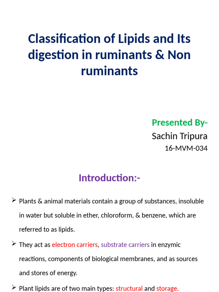 Classification of Lipids and Its Digestion | PDF | Polyunsaturated Fat ...