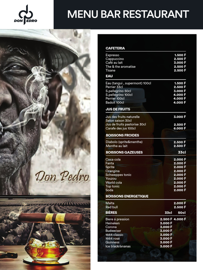 Menu Bar Restaurant Don Pedro - 2 | PDF | Syrup | Drink