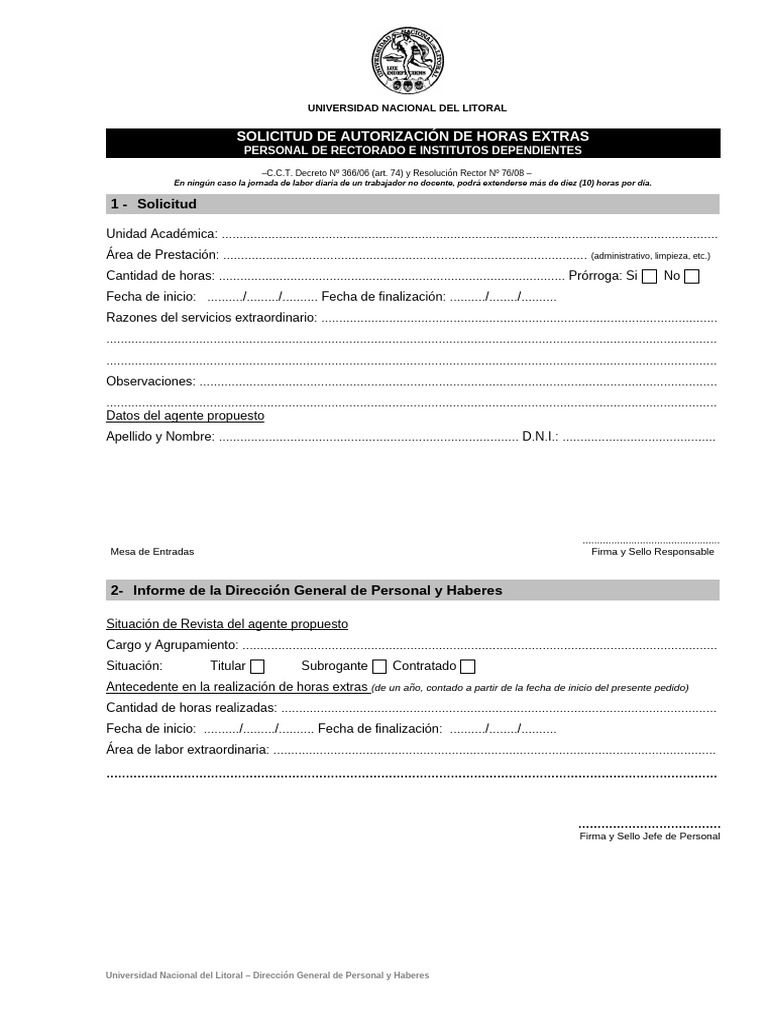 971 Solicitud de Horas Extras-Rectorado | PDF