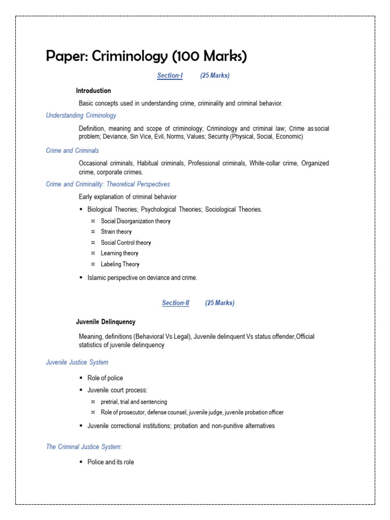 CSS Criminology Syllabus Overview | PDF | Crimes | Crime & Violence
