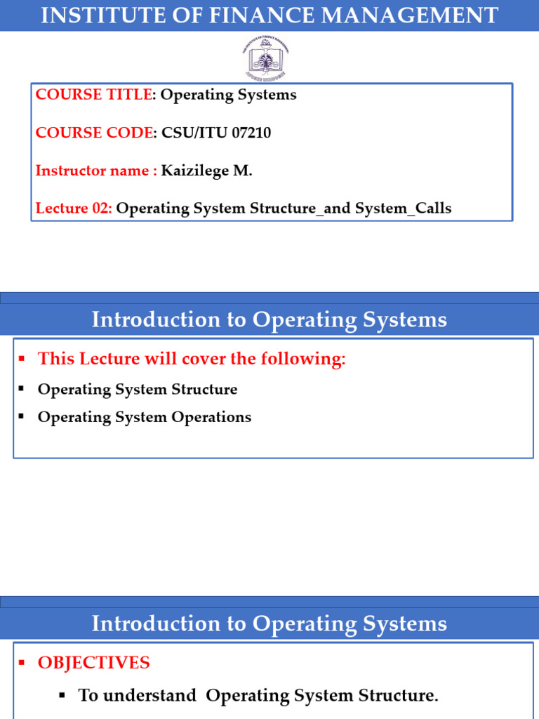 Lecture 02 Operating System Structures | PDF | Operating System | Graphical User Interfaces