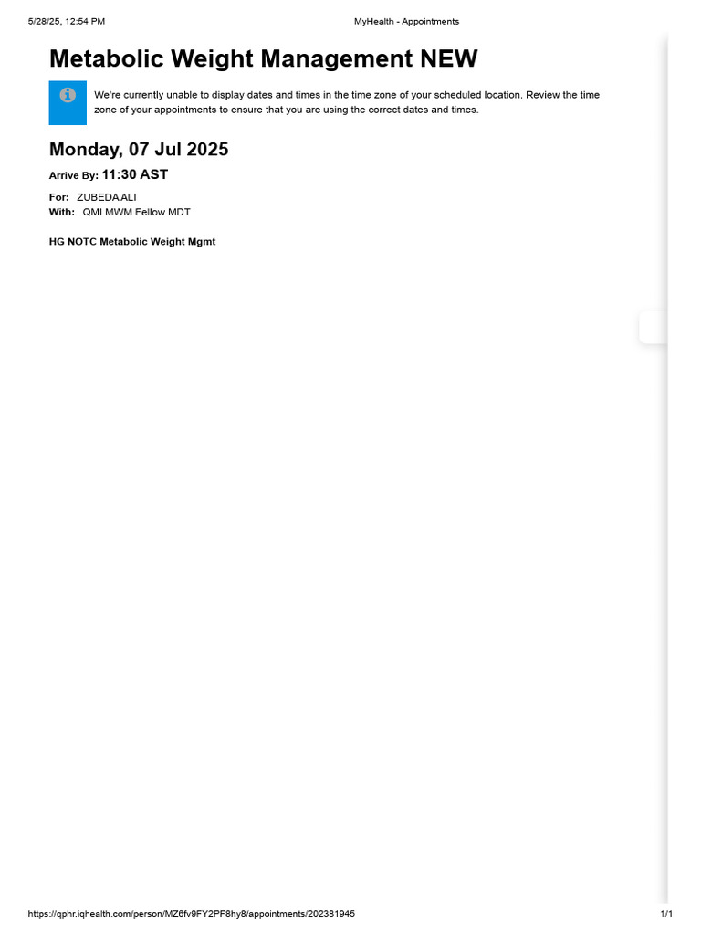 MyHealth - Appointments | PDF