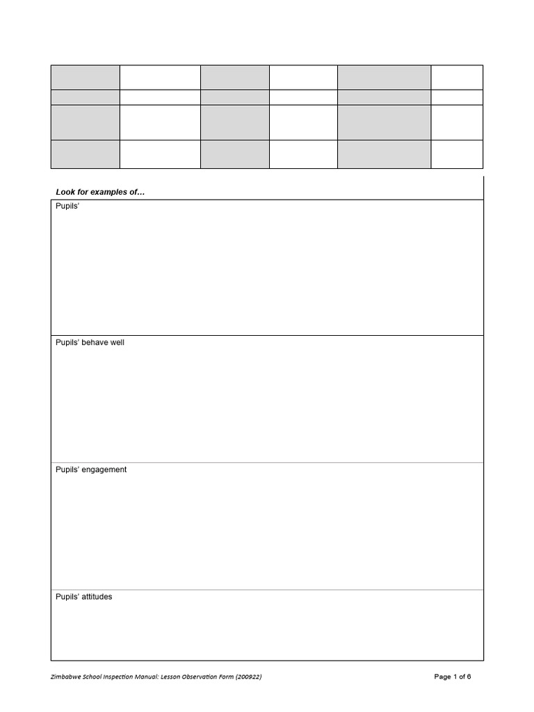 Lesson Observation Form - For Commenting (1) - 1 | PDF | Teachers | Learning