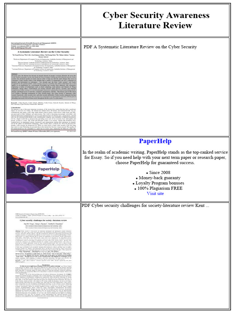 Cyber Security Awareness Literature Review | PDF | Essays | Poverty ...