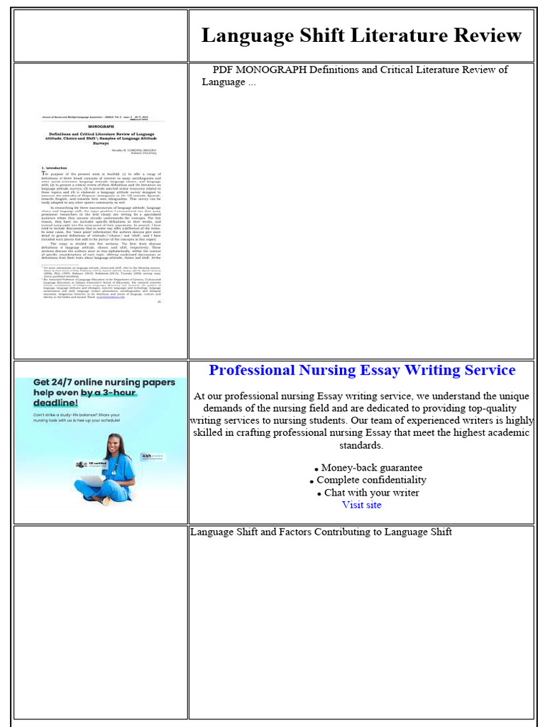 Language Shift Literature Review | PDF | Essays | Apa Style
