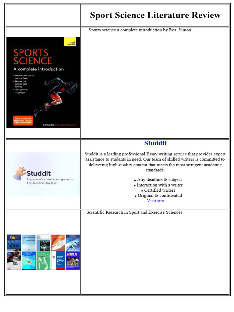Sport Science Literature Review | PDF | Thesis | Engines