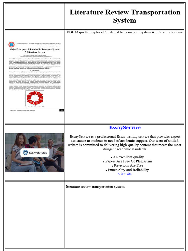 Sustainable Transportation Literature Review | PDF | Essays | Thesis