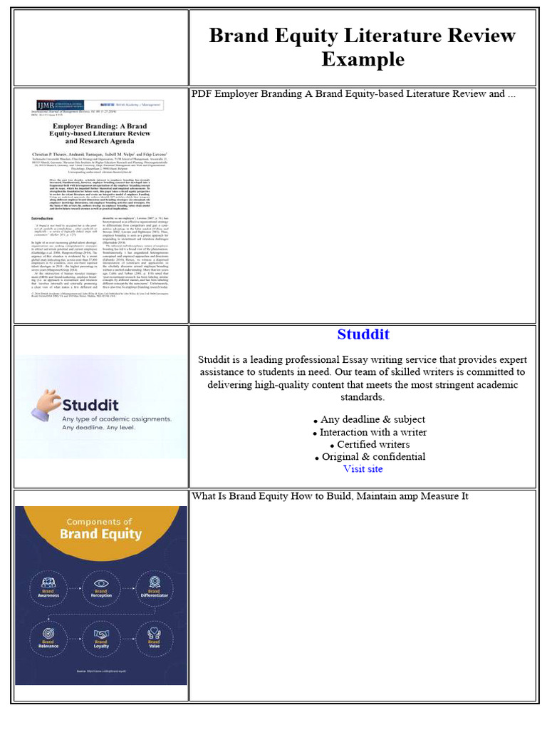 Brand Equity Literature Review Example | PDF | Hand Washing | Essays