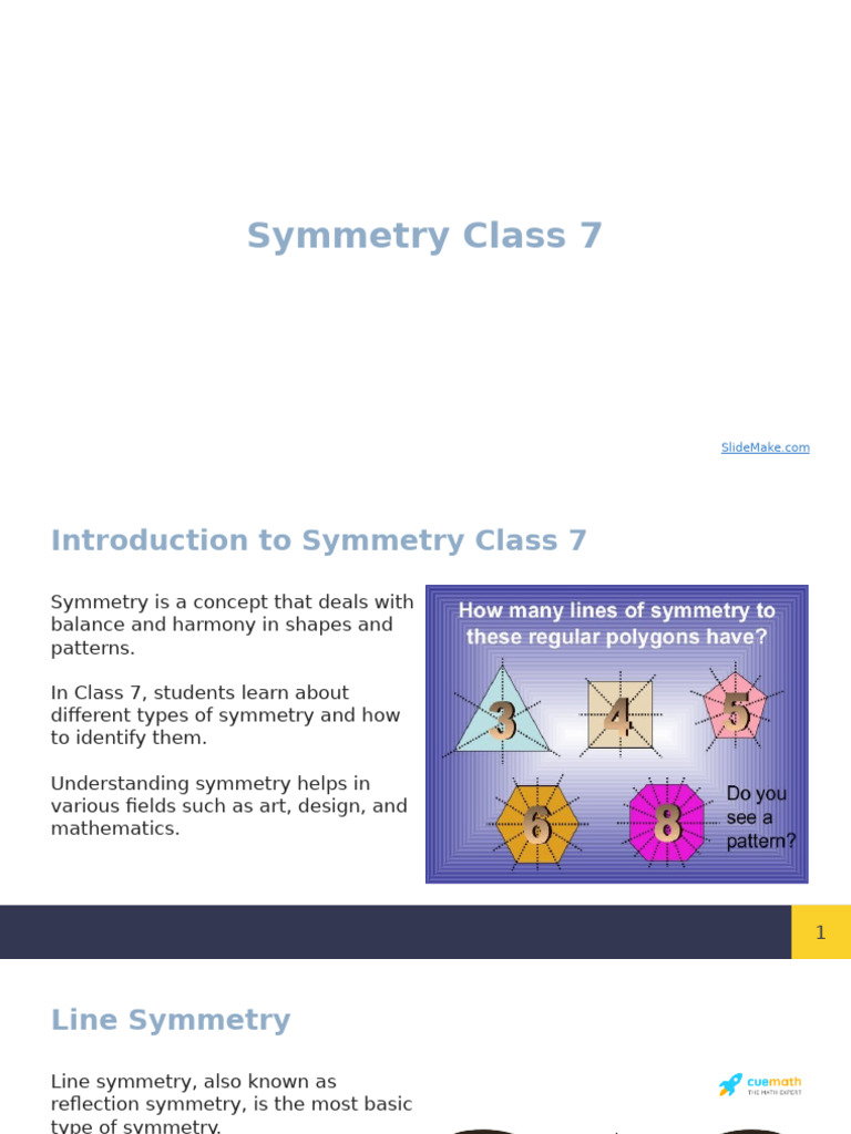 Symmetry Class 7 | PDF | Symmetry | Shape