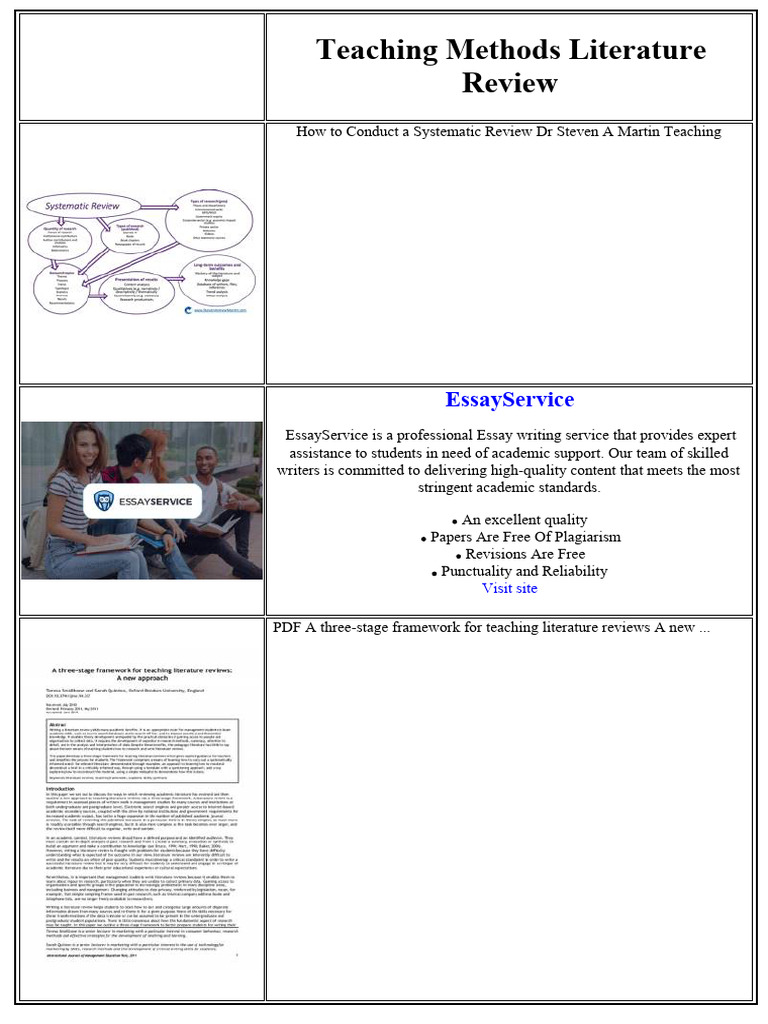 Teaching Methods Literature Review | PDF | Systematic Review ...