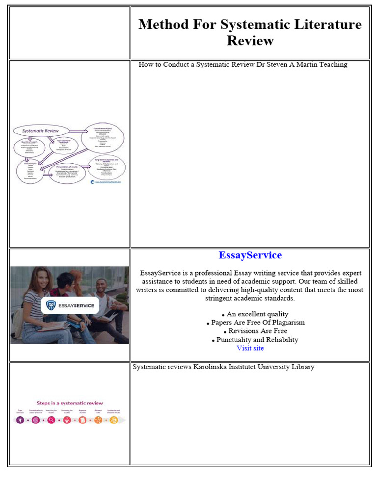 Method For Systematic Literature Review | PDF | Essays | Systematic Review