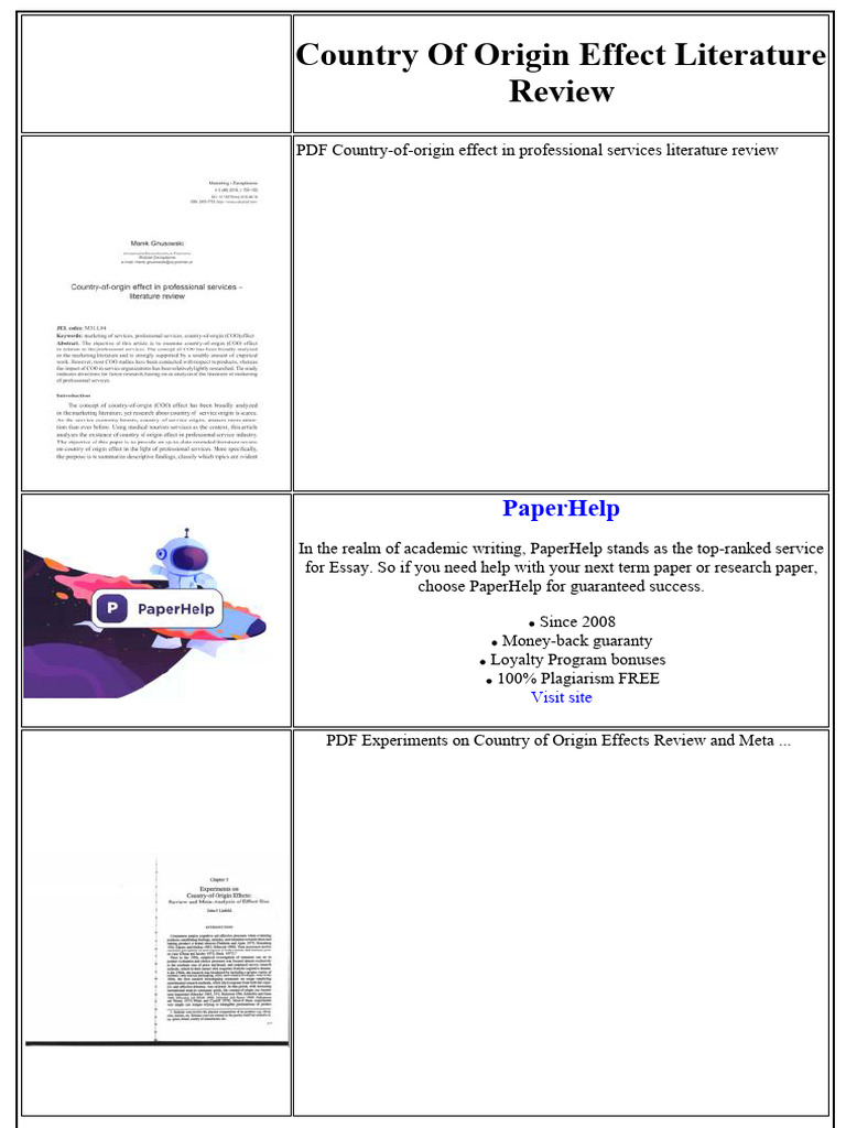 Country of Origin Effect Literature Review | PDF | Sustainability ...
