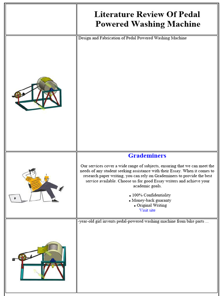 Literature Review of Pedal Powered Washing Machine | PDF | Retail | Essays