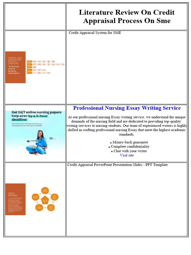 Literature Review On Credit Appraisal Process On Sme | PDF | Systematic ...