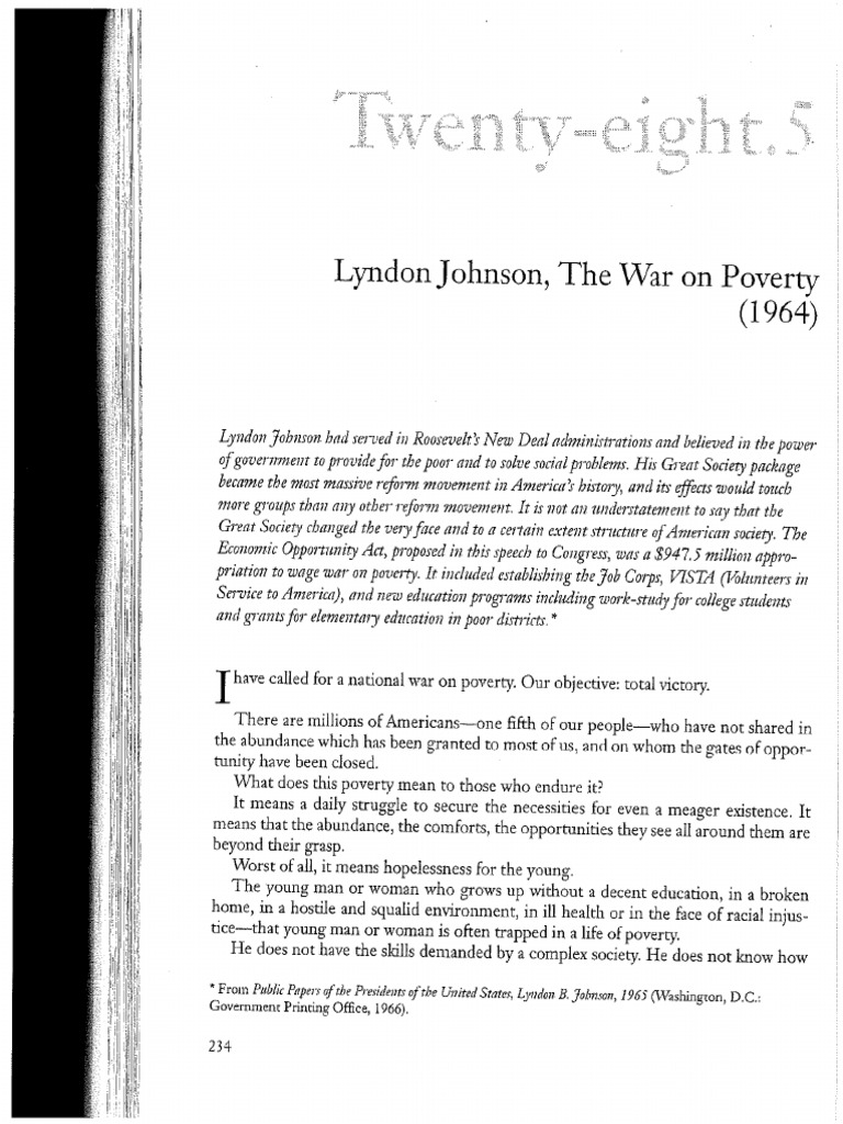 LBJ War On Poverty | PDF