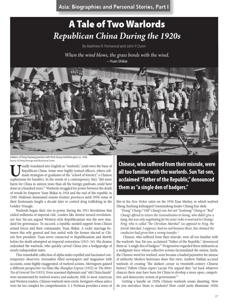 Warlord Rivalry: Zhang and Feng in 1920s China | PDF | Kuomintang ...