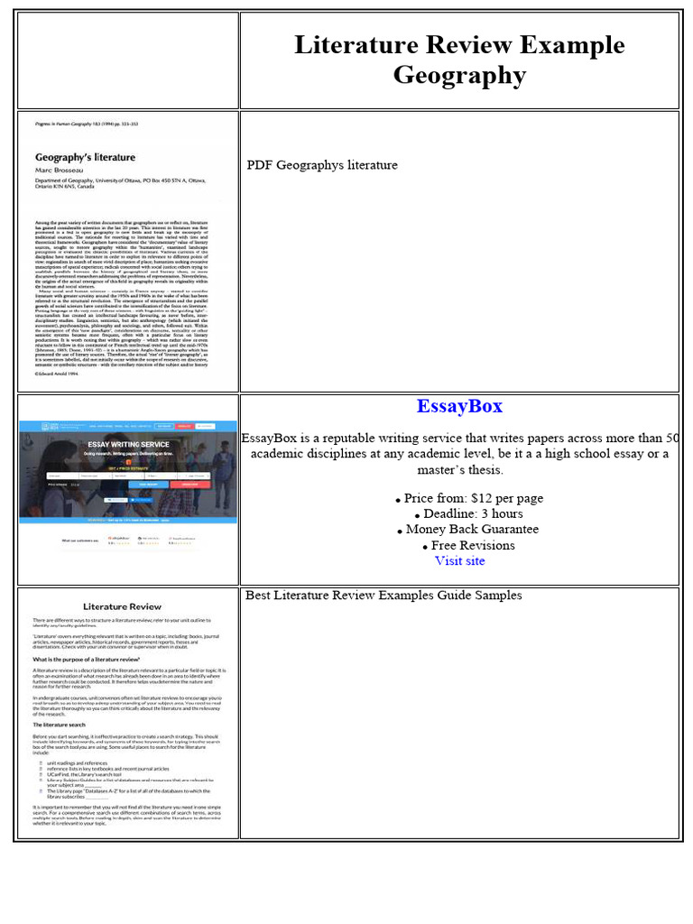 Literature Review Example Geography | PDF | Essays | Thesis